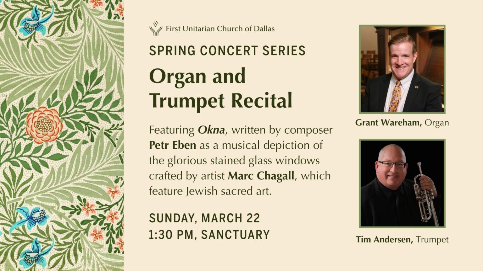 Save the Date: Spring Concert Series - First Unitarian Church of Dallas