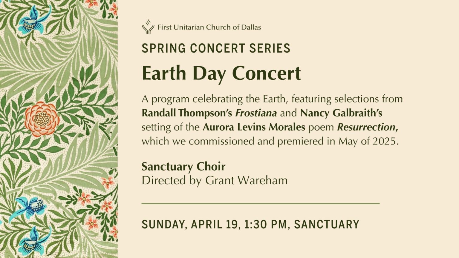 Spring Concert Series: Earth Day Concert with the Sanctuary Choir ...
